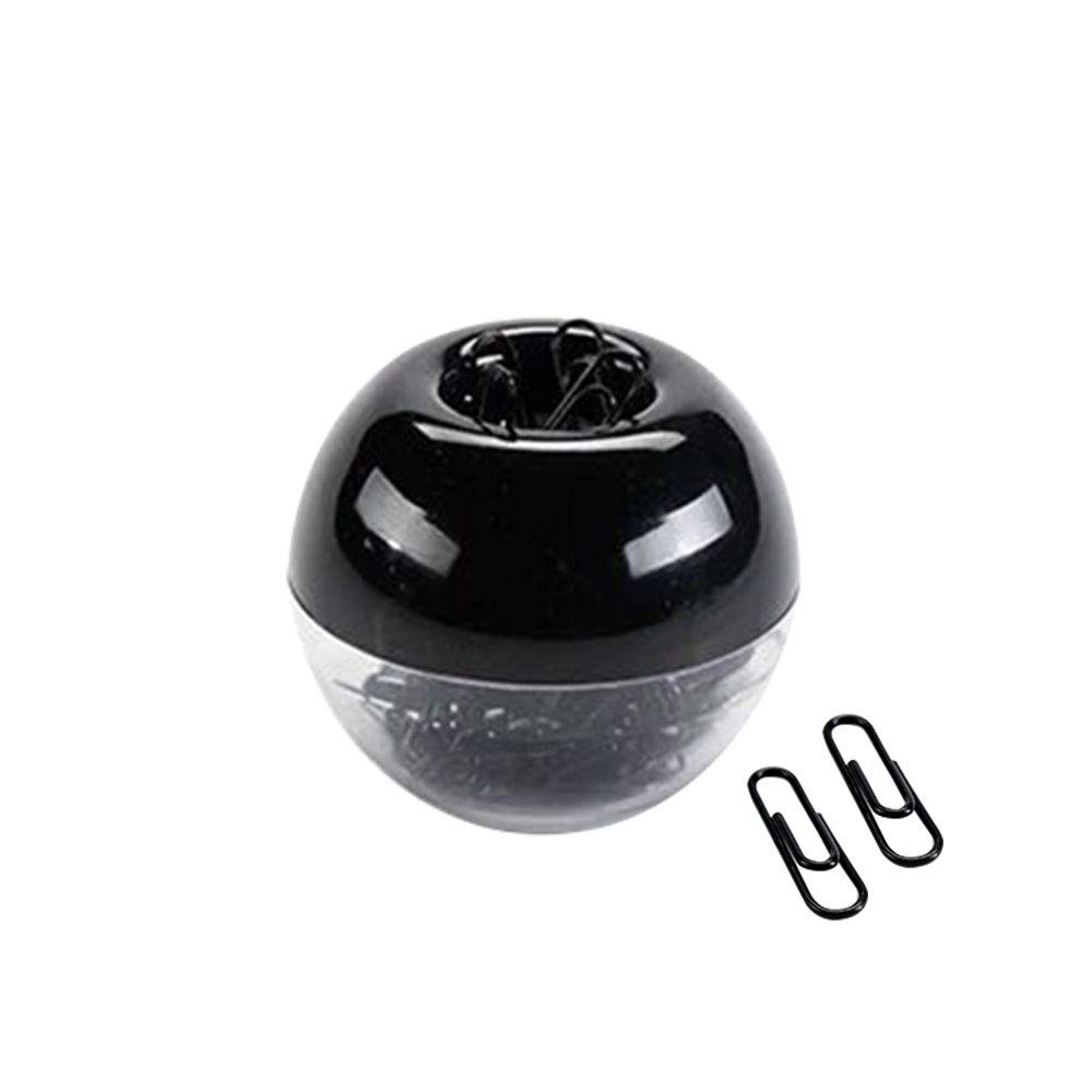 100Pcs 1.1" Black Paper Clips in Round Magnetic Paperclip Holder ...