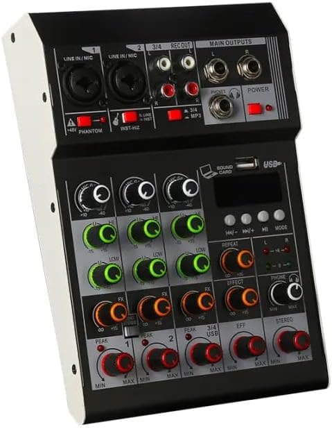 kh Audio Mixer 4 Channel Mini Audio Mixer DJ controller Mini karaoke ...
