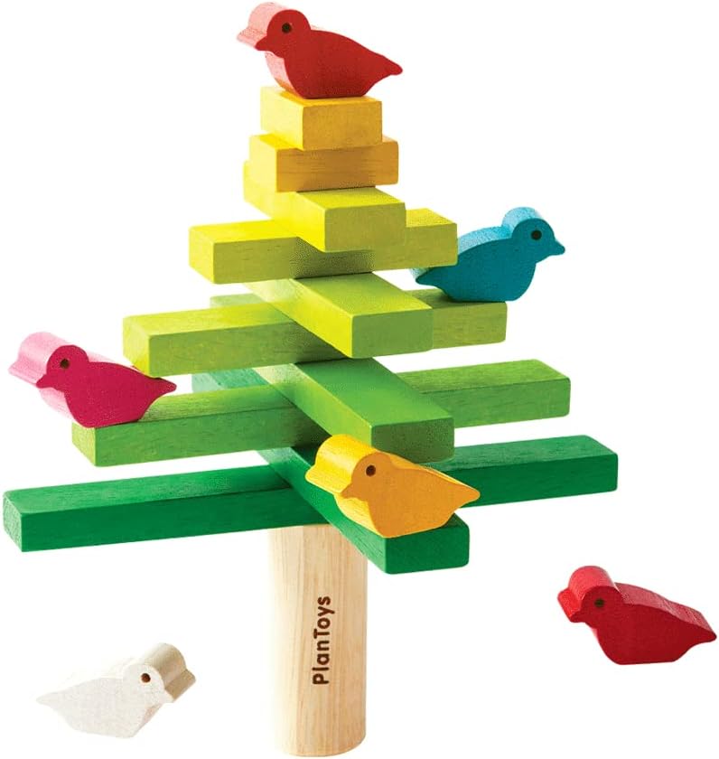 Amazon.com: PlanToys® Wooden Balancing Tree Game | Montessori Stacking ...