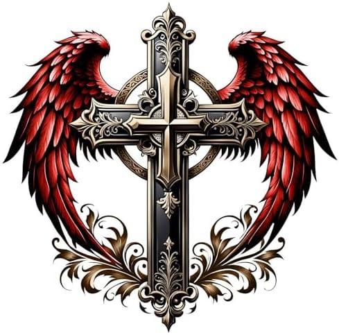 Amazon.com: 2 PCS Gothic Cross with Red Wings Vinyl Decals - Waterproof ...