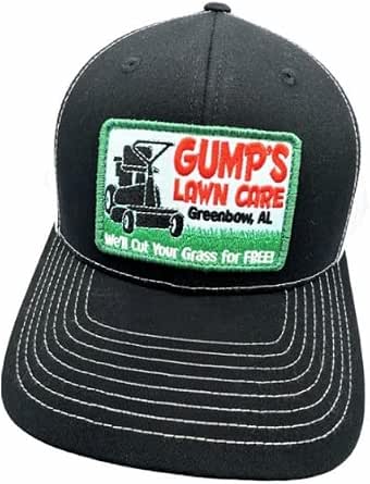 Trucker Cap, Gump's Lawn Care Greenbow, AL, Black/White at Amazon Men’s ...