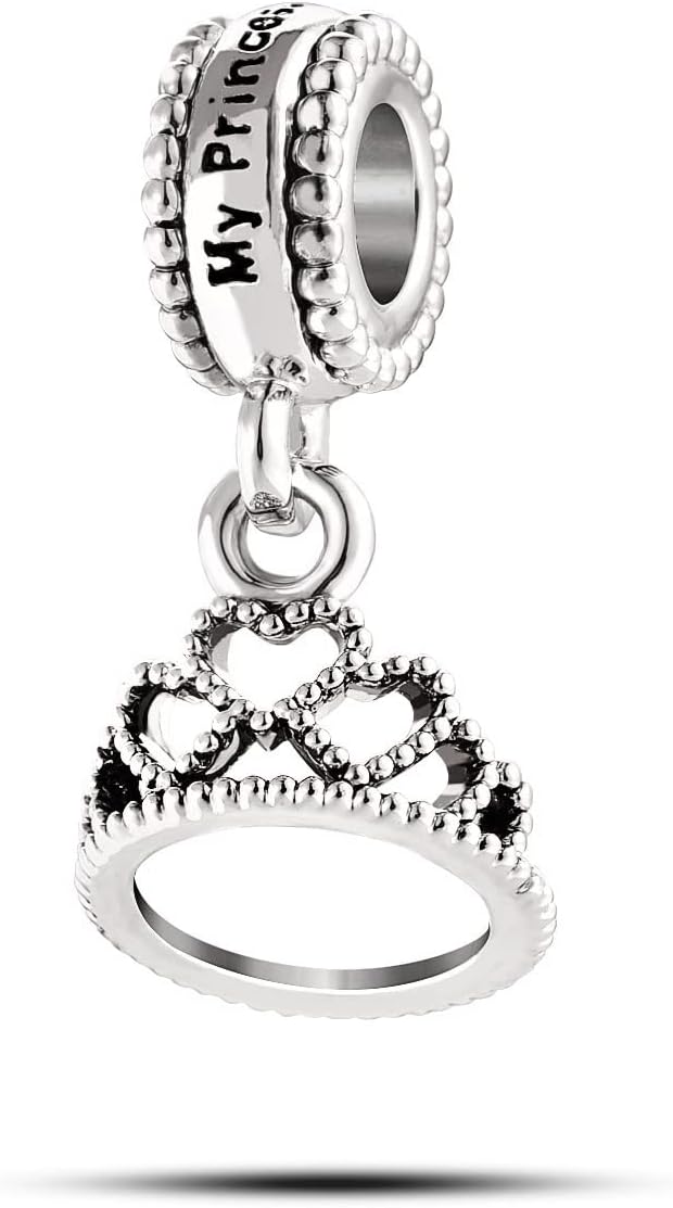 Amazon.com: MiiFort Tiara Queen Crown Dangle Charm Compatible with ...