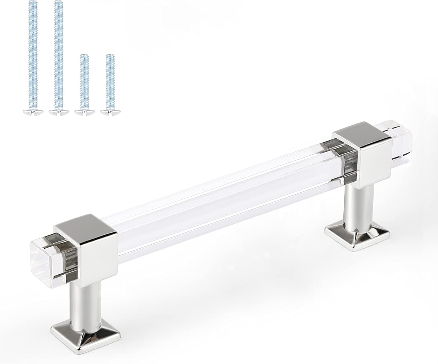 Orger Clear Acrylic Cabinet Pull for Kitchen Cabinet, Dresser Cupboard with Zinc Alloy Base, 4 ...