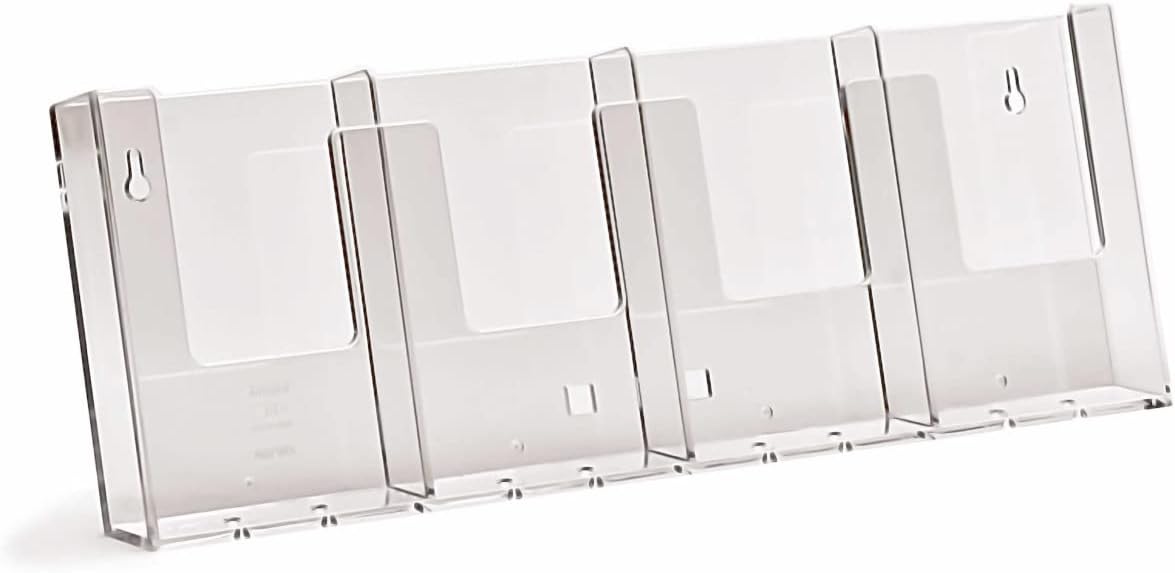Wall-Mounted DL Portrait Leaflet Holder with 4 Pockets – Clear Acrylic ...