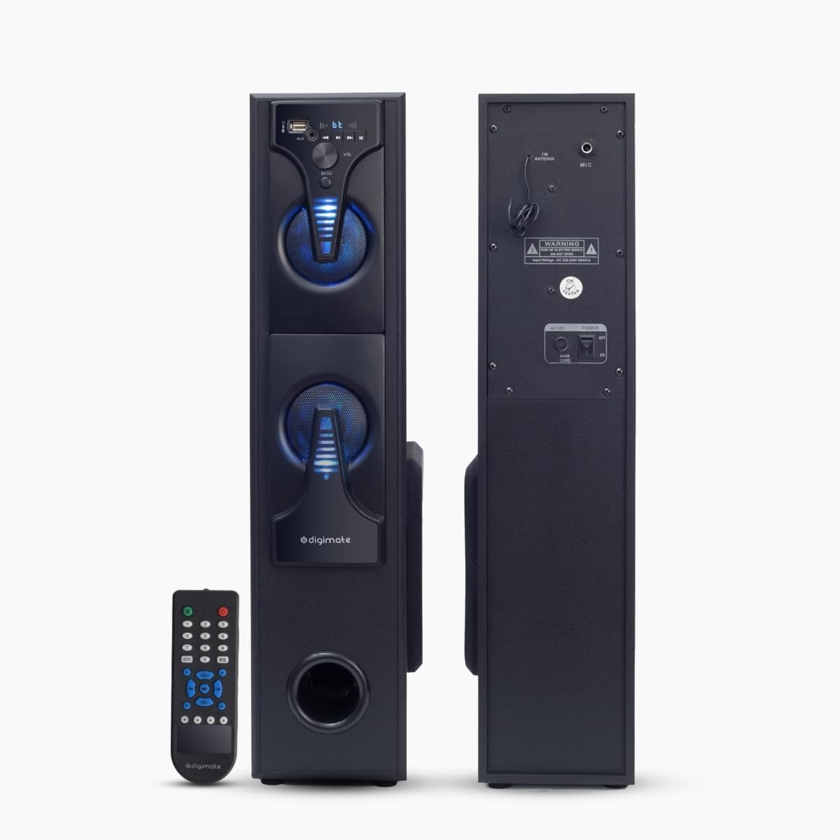 Digimate Bluetooth Tower Speaker Music System for Home - Wooden Cabinet ...