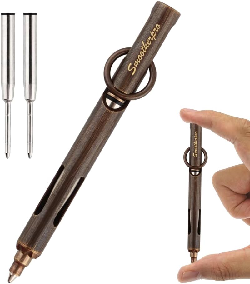 Amazon.com : SMOOTHERPRO Mini Pen, Brass EDC Pocket Pen with Keychain ...