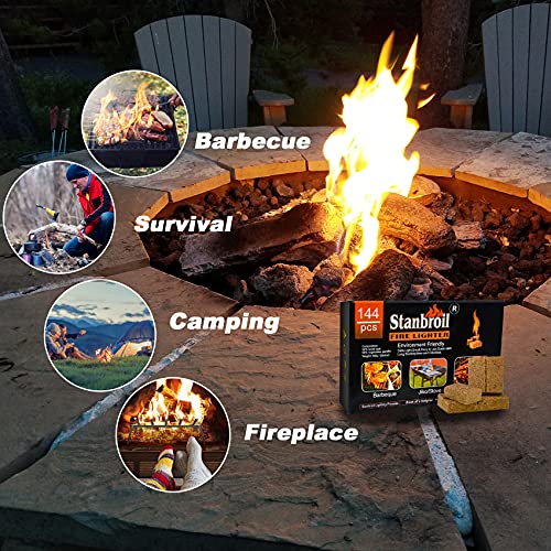Snapklik.com : 144 Pcs Fire Starters, Natural Charcoal Squares Fire ...