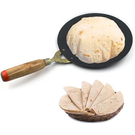 Buy Mitrin Pre-Seasoned cast Iron tawa with Wooden Handle | roti tawa ...