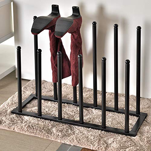 MyGift Modern Black Metal Freestanding Boot Rack Organizer Tall Boots ...