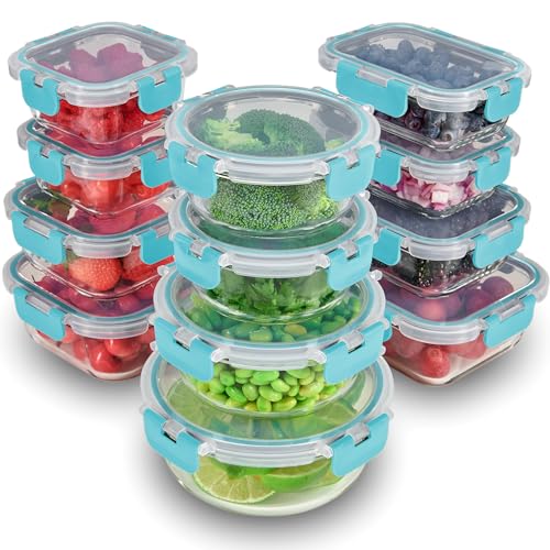 FineDine 24 Piece Glass Storage Containers with Lids - Leak Proof ...