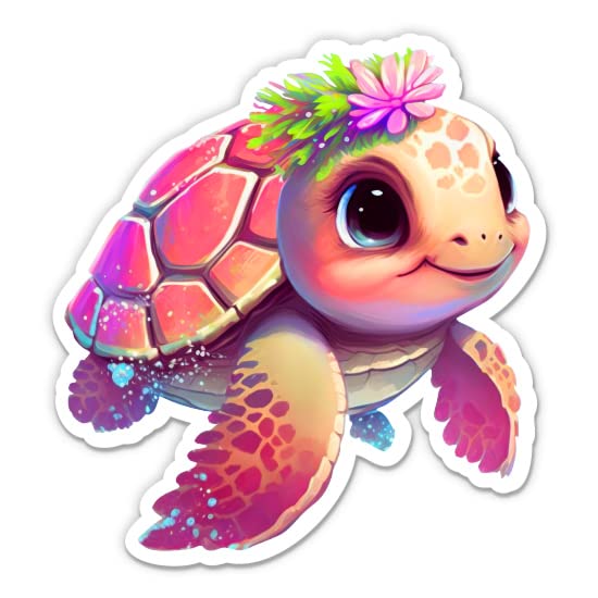 Amazon.com - Cute Turtle Sticker - 3" Laptop Sticker - Waterproof Vinyl ...