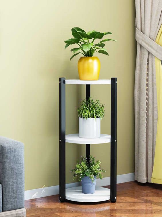 NW CRAFTS Attractive Iron Frame And Wooden Top Planter Stand Corner ...