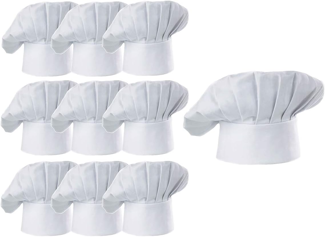 Amazon.com: Hyzrz Chef Hat Set of 10 PCS Pack Adult Adjustable Elastic ...
