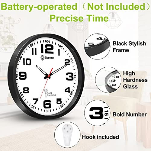 Snapklik.com : Geevon Atomic Wall Clock, 12 Analog Atomic Clock Battery ...