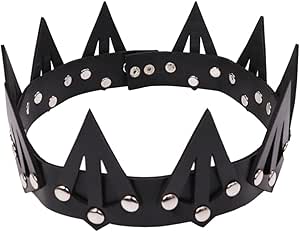 Amazon.com: FRCOLOR Gothic Headpiece Black Leather Crown Headband ...