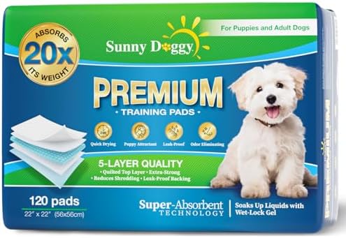 Amazon.com: SUNNY DOGGY Pee Pads for Dogs Large 22”x 22”, 120 Count ...