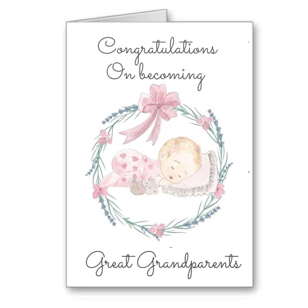 Congratulations On Becoming great grandparents Card New Baby girl ...