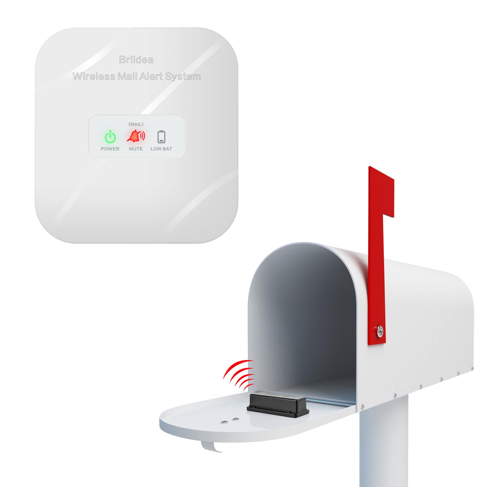 Mailbox Alarm, Briidea 500ft Wireless Mailbox Alert with LED Light ...