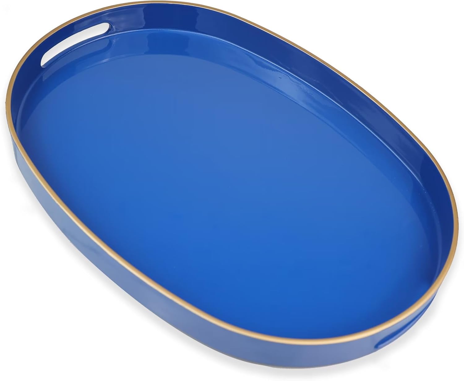 Amazon.com: Omuriko Royal Blue Oval Decorative Tray with Handles ...