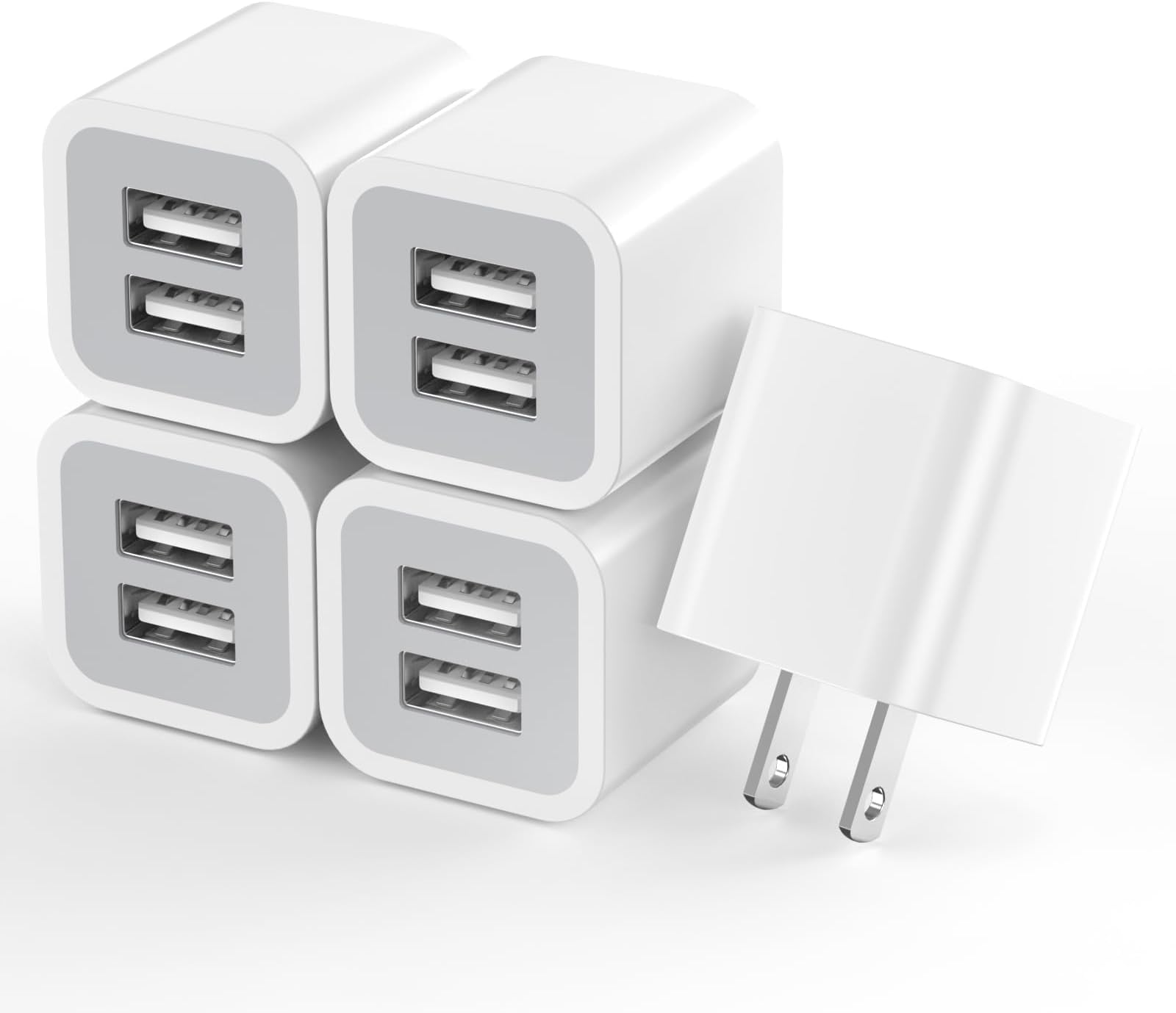 Amazon.com: ELECTRICME USB Wall Charger, 5 Pack 2.1A/5V Dual Port USB ...
