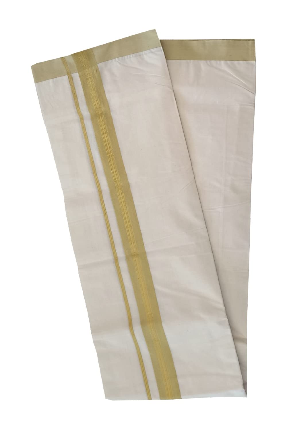Buy Kerala Mundu/Dhoti - 100% pure Cotton with Olive Green Kara and ...