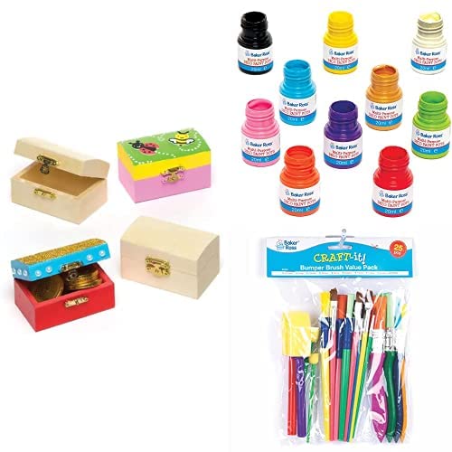 Baker Ross Mini Wooden Treasure Chests (Box of 4) (ET127) and Multi ...