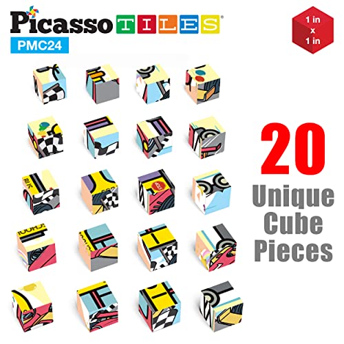 Snapklik.com : Picasso Cubes 20 Pcs Magnetic Cube Puzzle 6-in-1 Vehicle Theme Pattern Magnet ...
