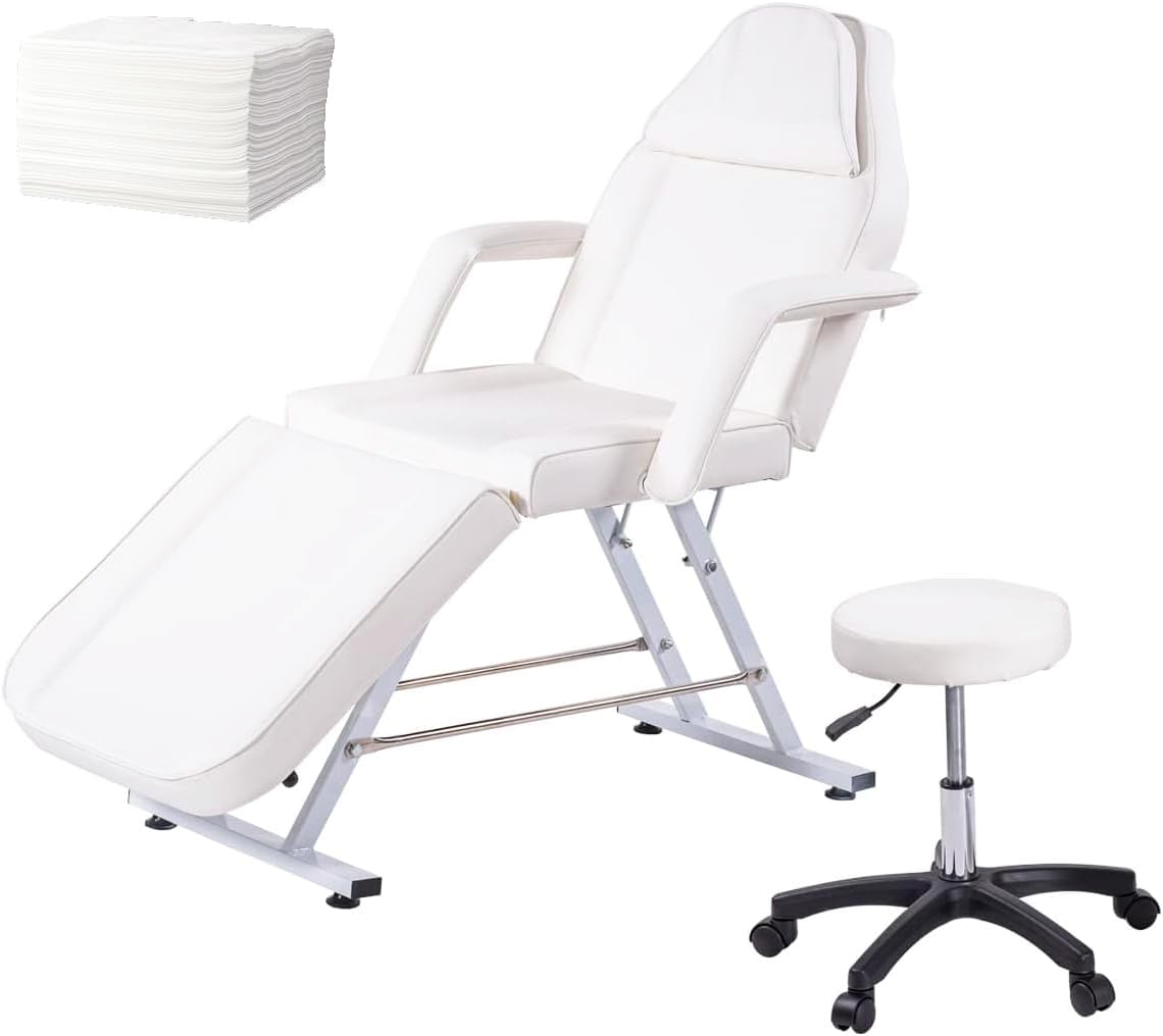 LSBIKE Beauty Bed with Stool and Sheets, Adjustable Massage Chair ...