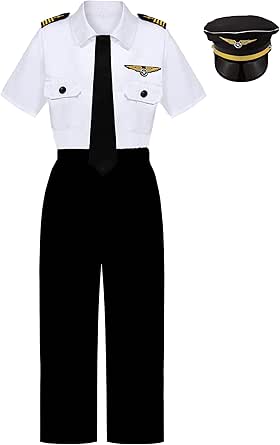 Davsolly Airline Pilot Costume for Kids Airline Captain Uniform for ...