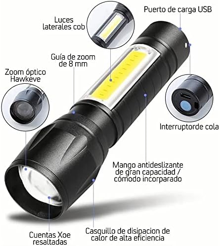 Linterna Táctica Recargable Led 6 Unidades, Flashlight Portátil ...