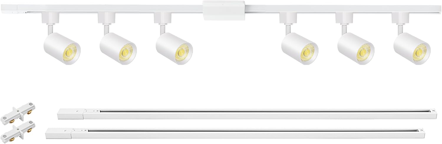 VANoopee 10W 6-Light LED Track Lighting Kit with 6.6FT H Type Track ...