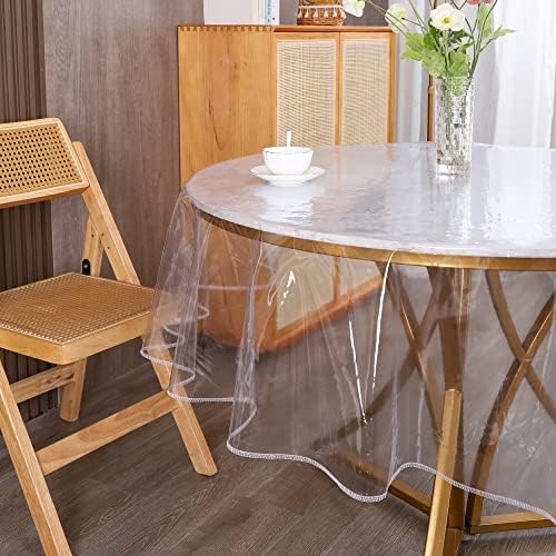Amazon.com: Clear Round Plastic Tablecloth Protector Waterproof Oil ...
