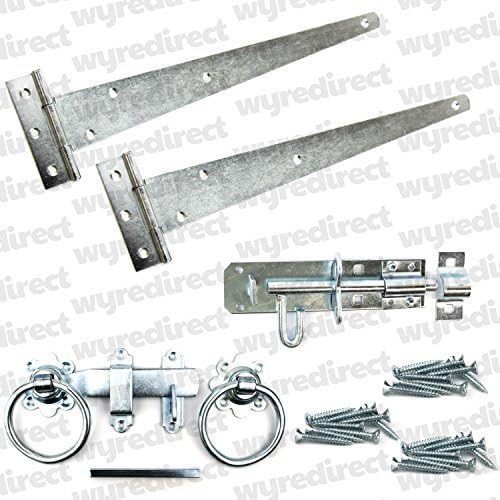 Gate Hinge Kit Fitting Set 16" Hinges Brenton Bolt Ring Latch Wooden ...