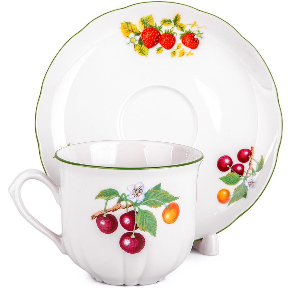 Amazon.com | STPGoods Tea Cups and Saucers - 7.6 Oz, Coffee Cup and ...