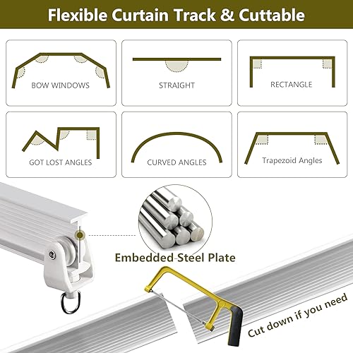 TOKPLNU Bendable Ceiling Curtain Track for Bay Window, 4.26m Curved ...