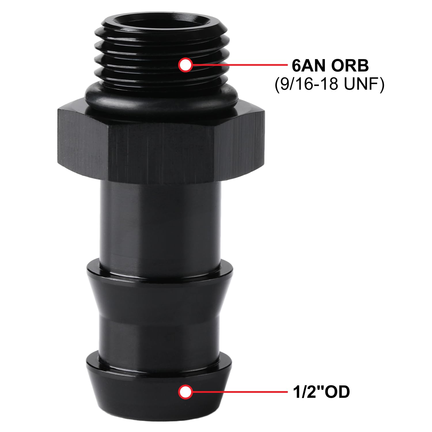 Snapklik.com : 6AN -6 ORB Male To 1/2 Hose Barb Straight Fitting ...
