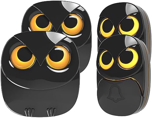Wireless Doorbell, Cute Owl Doorbell Weatherproof IP55 Outdoor Remote ...