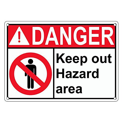 Weatherproof Plastic ANSI Danger Keep Out Hazard Area Sign with English ...