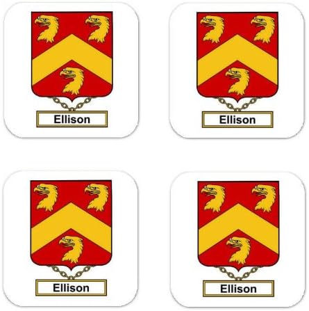 Amazon.com: Ellison Family Crest Square Coasters Coat of Arms Coasters ...
