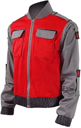 Amazon.com: Men Marty Mcfly Costume Cosplay Adult Marty Jacket Zipper ...