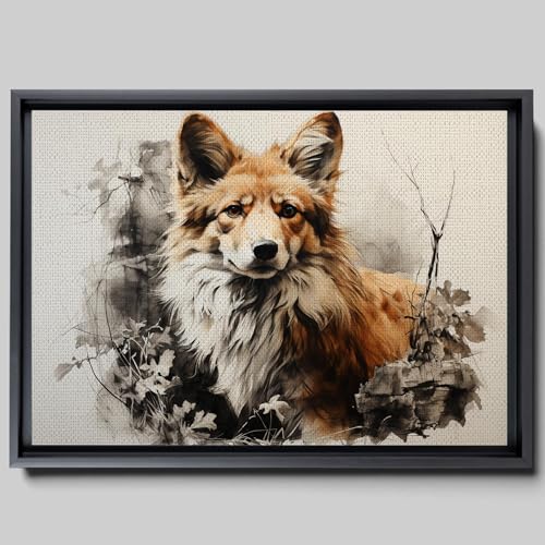 Amazon.com: Fox Sketch Print, Vintage Moody Cottagecore Woodland Forest ...