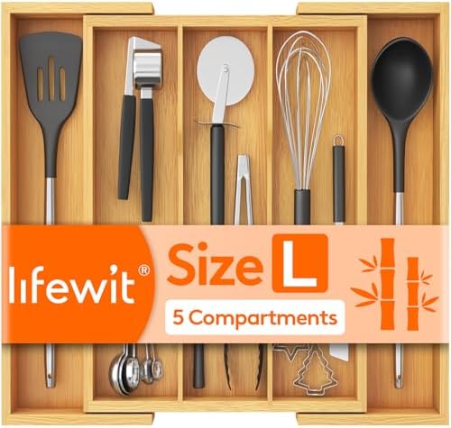 MASS DYNAMIC Bamboo Drawer Dividers - 4pcs Set. Adjustable & Spring ...