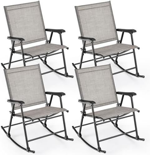 Amazon.com : Tangkula Folding Rocking Chair Set of 2, Patio Rockers ...