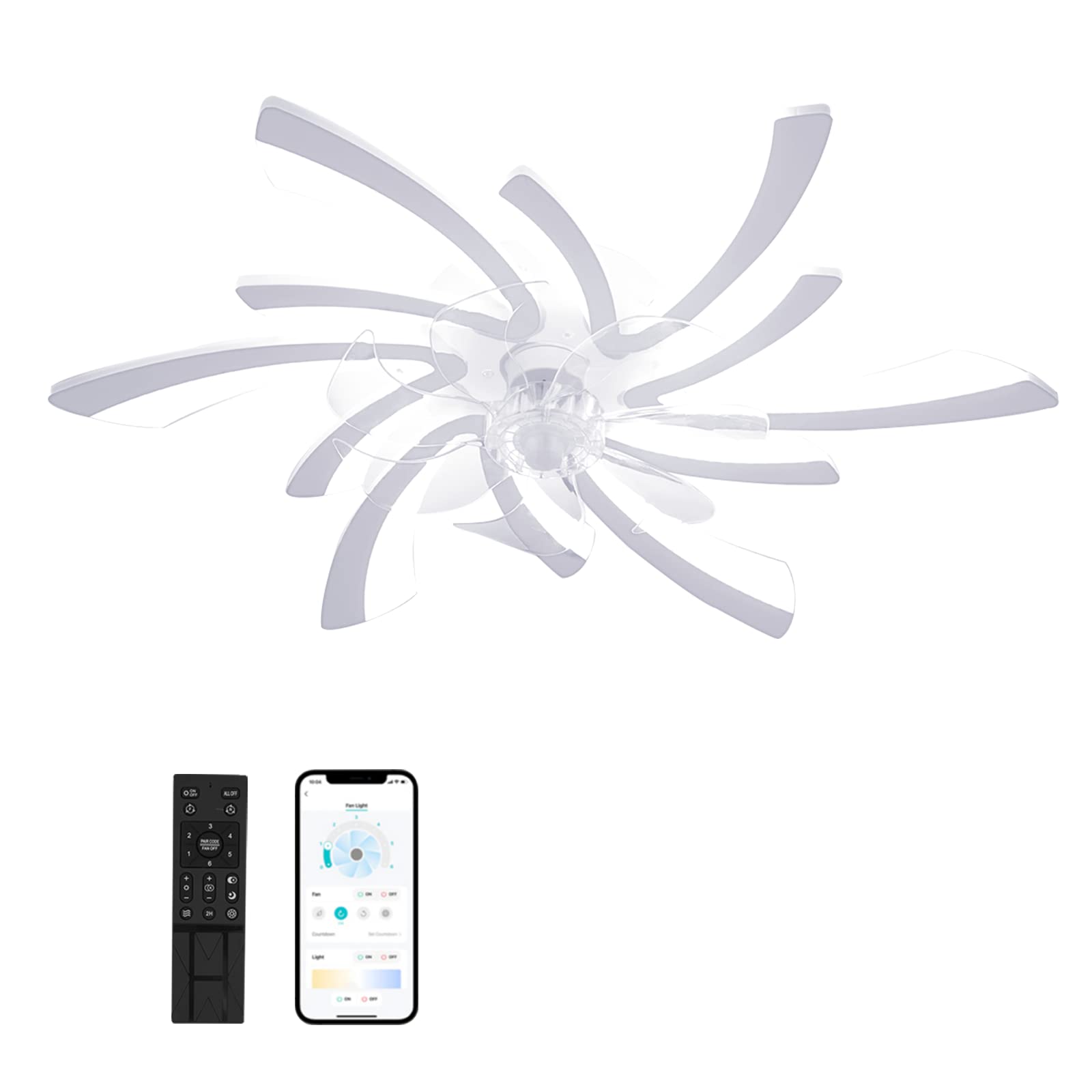 Pitosar Modern Ceiling Fans with Lights Flush Mount 30.7", 30W Ceiling ...