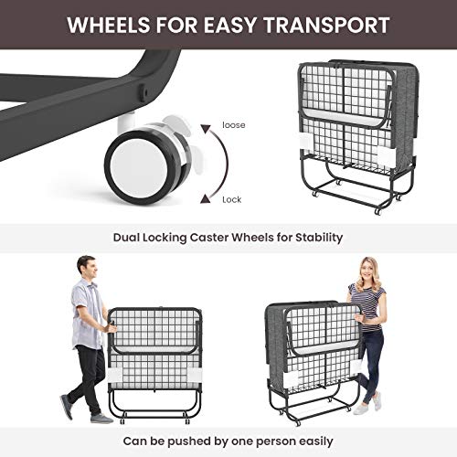 Buy Karcog Folding Bed with Mattress, Rollaway Bed Storage Cover ...