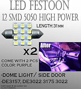 Amazon.com: Purple 2pcs 31mm 6411 6413 5050 DE3423 DE3425 DE3157 DE3022 ...