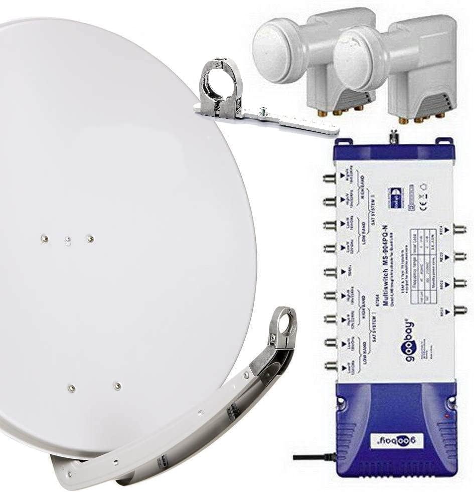 Komplette Multifeed Sat Anlage für 4 Teilnehmer / 2 Satelliten; High ...