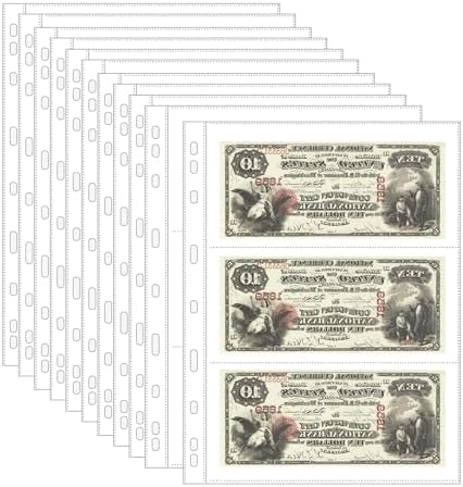20 Sheets Currency Pages for Paper Money Collection - 3 Pockets ...