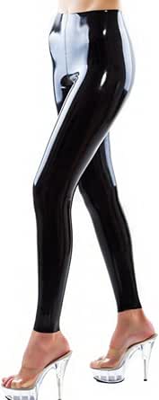 xxoiuw Women Black Latex Pants Without Zipper Tight Slim Mid Waist ...