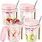 Amazon.com: HomArtist Glass Overnight Oats Containers with Lids and Spoon, 16oz Wide Mouth Mason ...